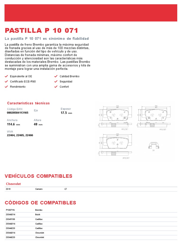 Brembo - P 10 071 - Es | PDF