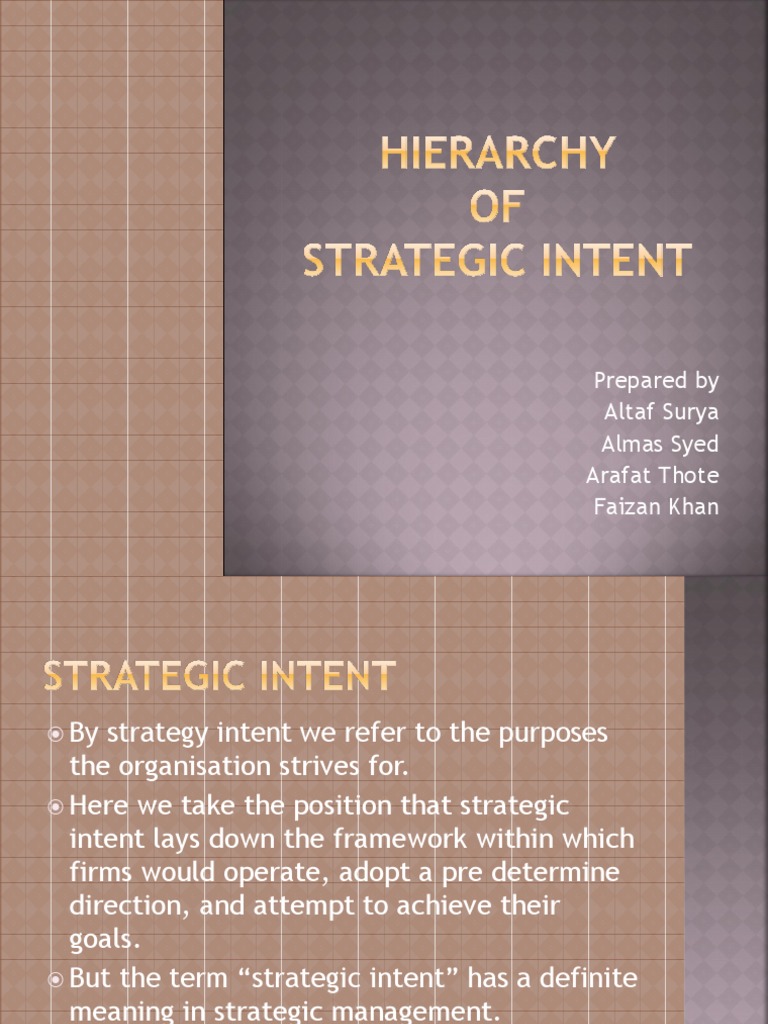 Understanding Strategic Intent Hierarchy | PDF | Strategic Management ...