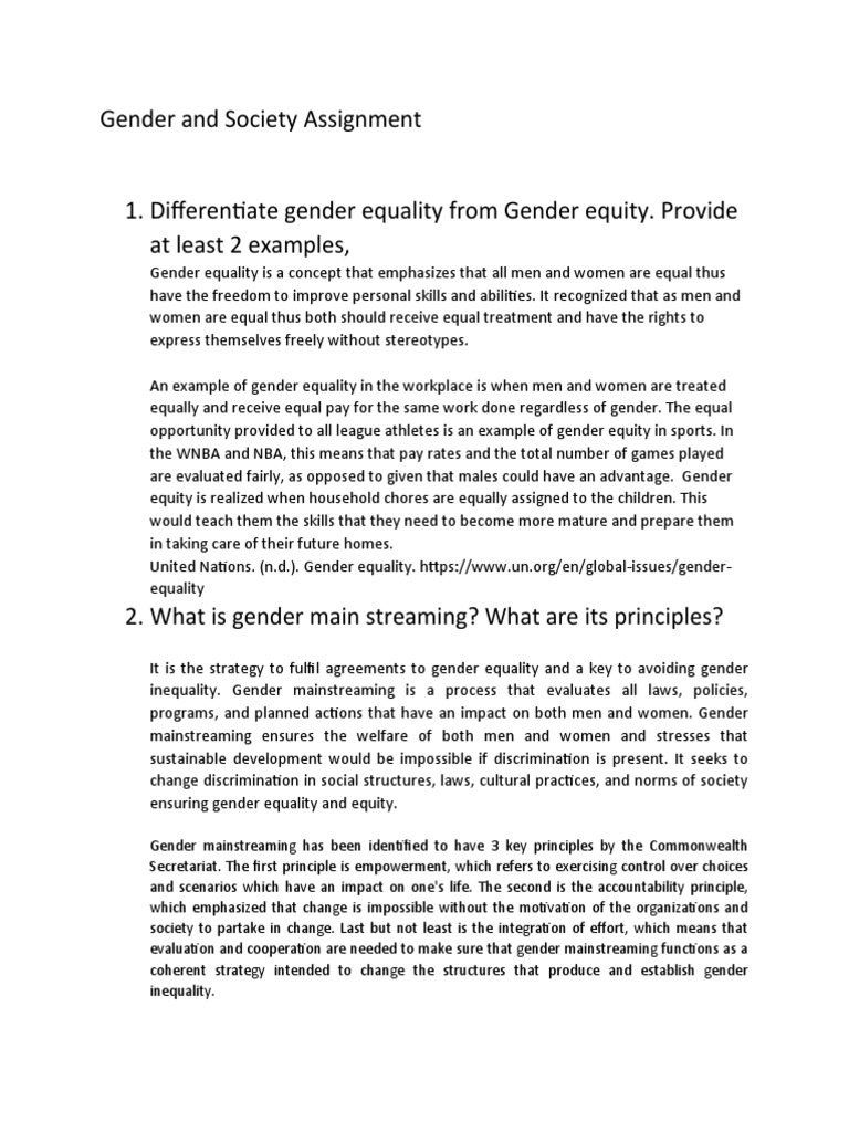 Gender Equity Vs Gender Equality | PDF | Gender Studies | Gender Equality