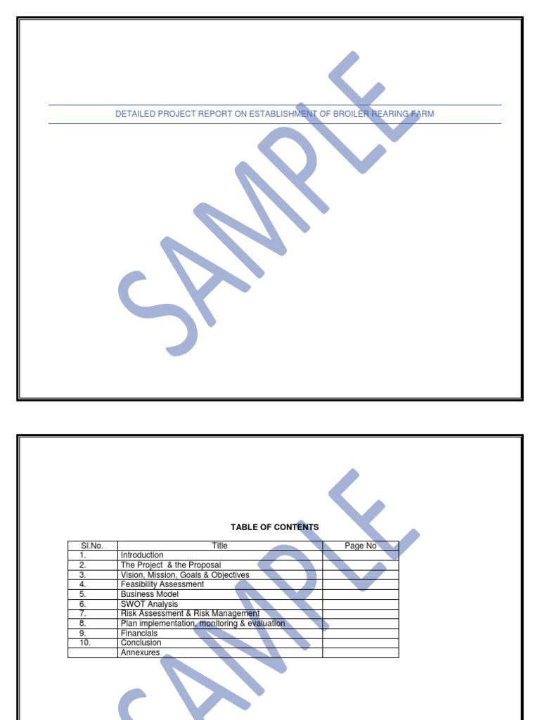 Sample DPR - Establishment of Broiler Rearing Farm | PDF | Procurement ...