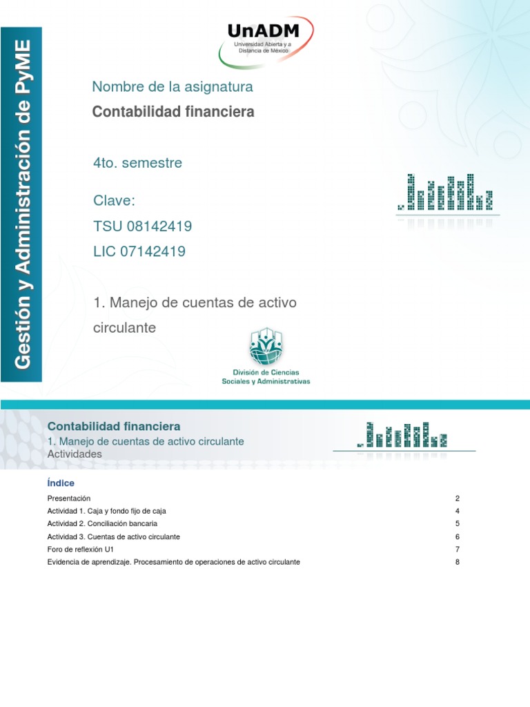 GCNF U1 Actividades 2022 2 | PDF | Contabilidad | Evaluación