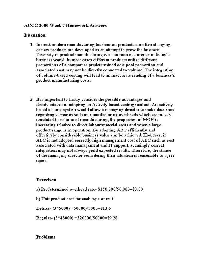 ACCG 2000 Week 7 Homework Answers | PDF | Business | Economies