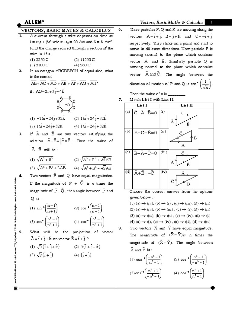 Basic Math & Vector | PDF | Classical Mechanics | Linear Algebra