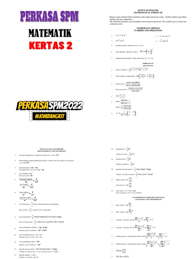 A A A A A A A A A A: Rumus Matematik Mathematical Formulae | PDF | Area ...