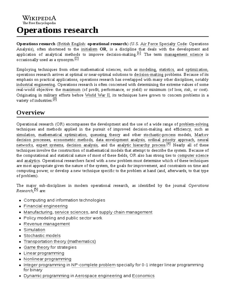 Operations Research | PDF | Operations Research | Science