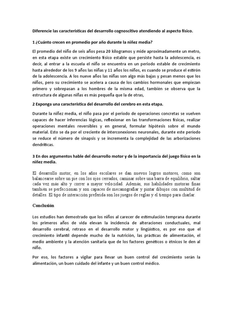 Desarrollo Infantil Pdf Mente Adolescencia