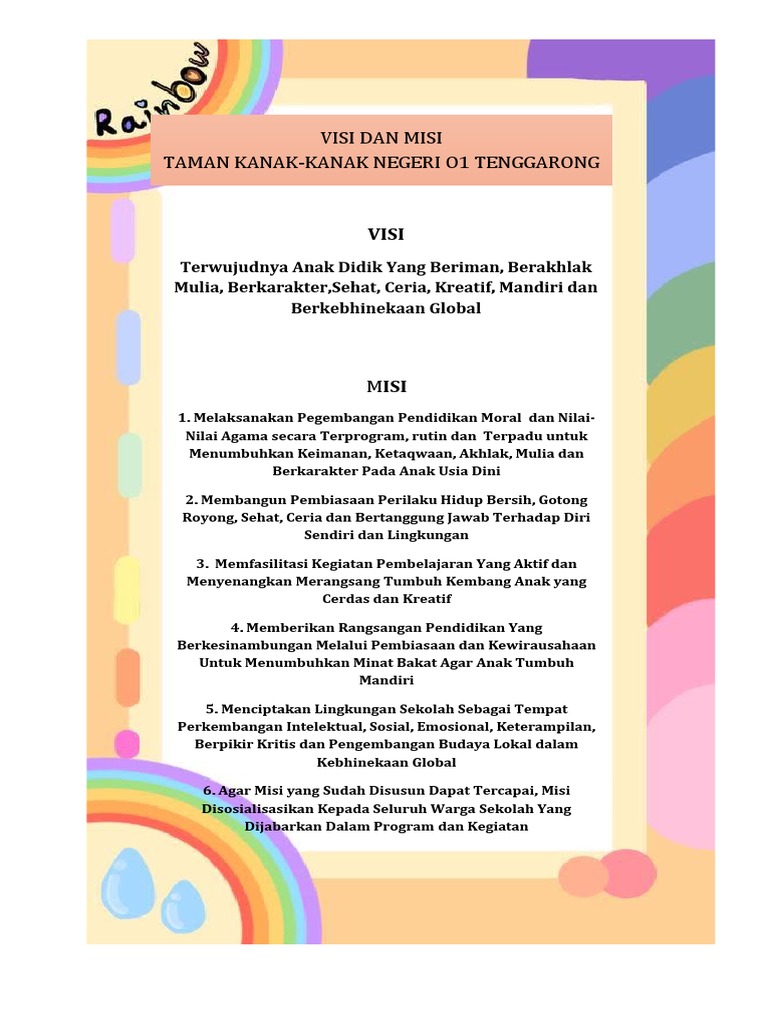 Visi Dan Misi TK | PDF