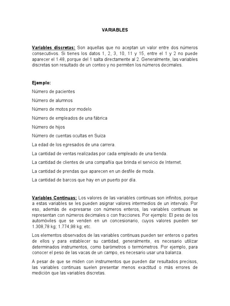 Variables Discretas y Continuas | PDF | Tecnología