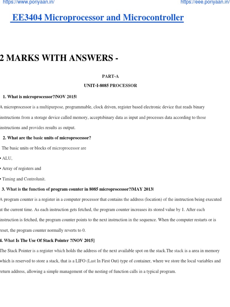 8085 Microprocessor Key Concepts Guide | PDF | Central Processing Unit ...