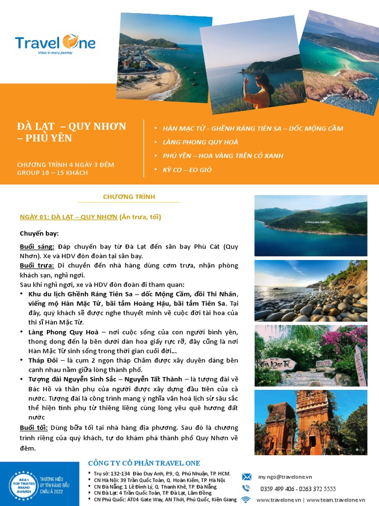 Chuong Trinh Đà L T - Quy Nhơn - Phú Yên 4n3d | PDF