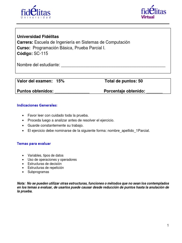 I Prueba Parcial Programación Básica 2-2023 (Evaluable) | PDF | Informática