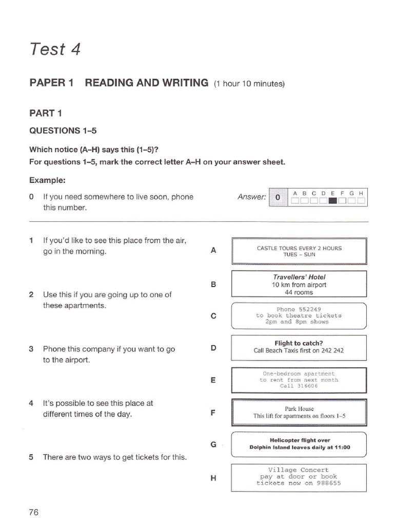 Ket 6 Test 4 | PDF