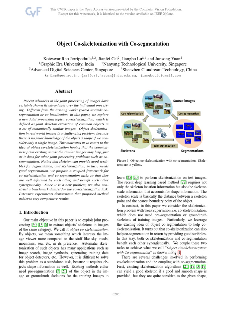 Object Co-Skeletonization With Co-Segmentation, CVPR'17 | Download Free PDF | Image Segmentation ...