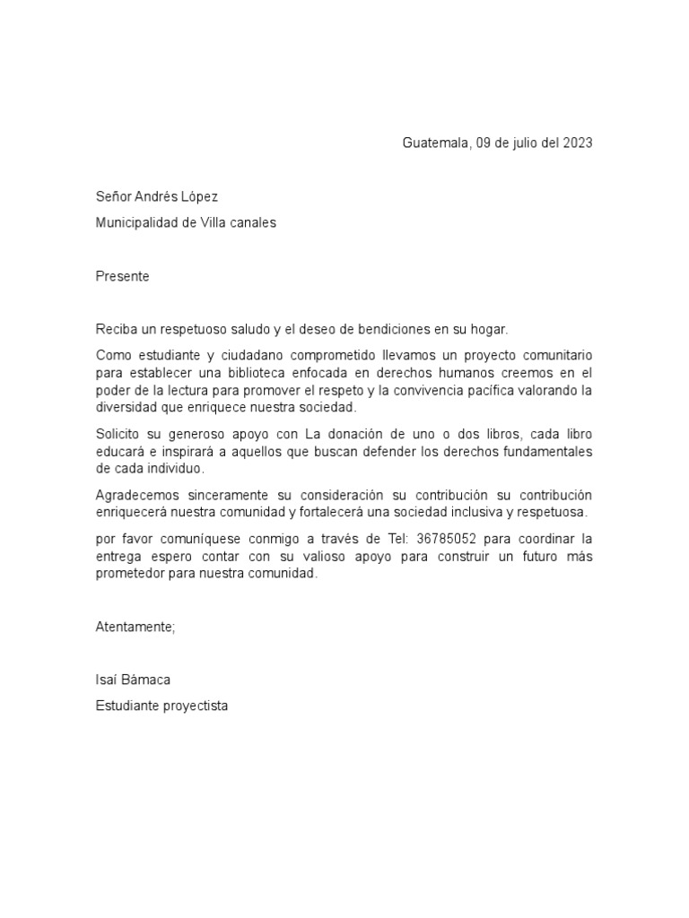 Carta Donacion de Libros | PDF