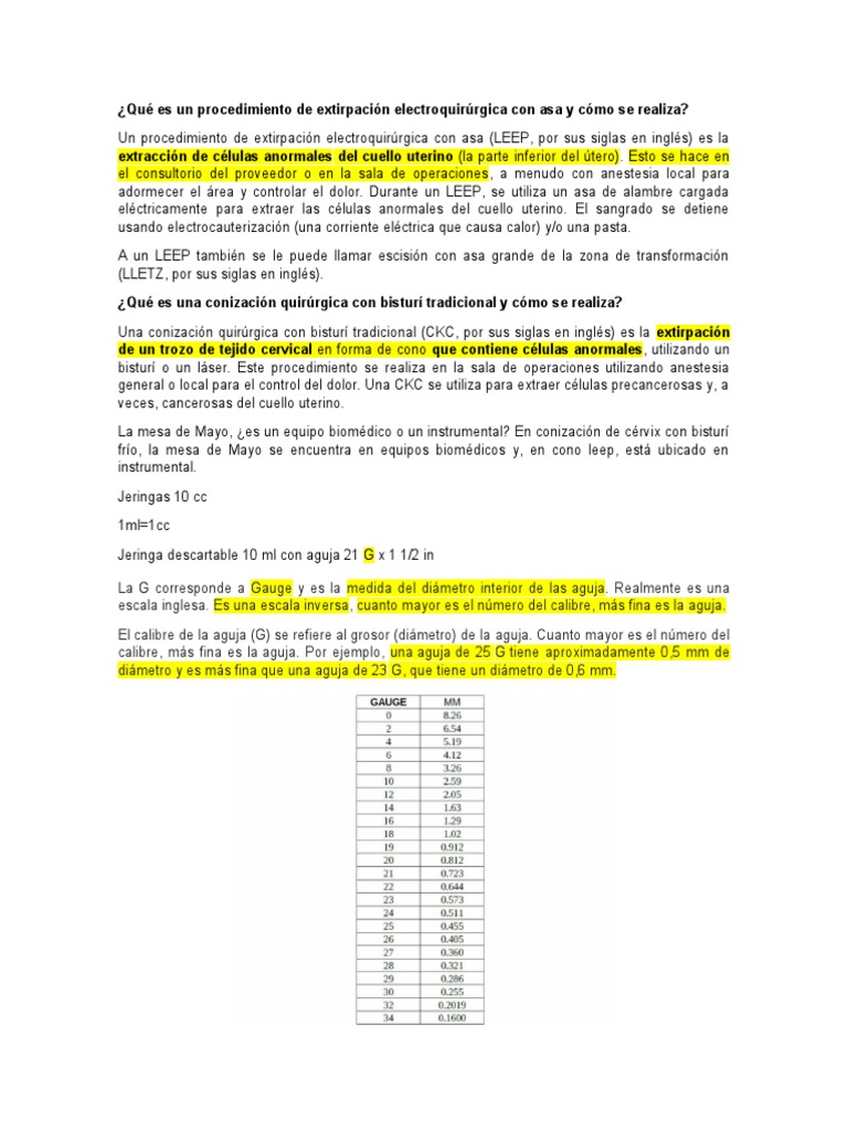 Lectura Sobre Cono Leep y Conización de Cervix Con Bisturí Frío | PDF ...