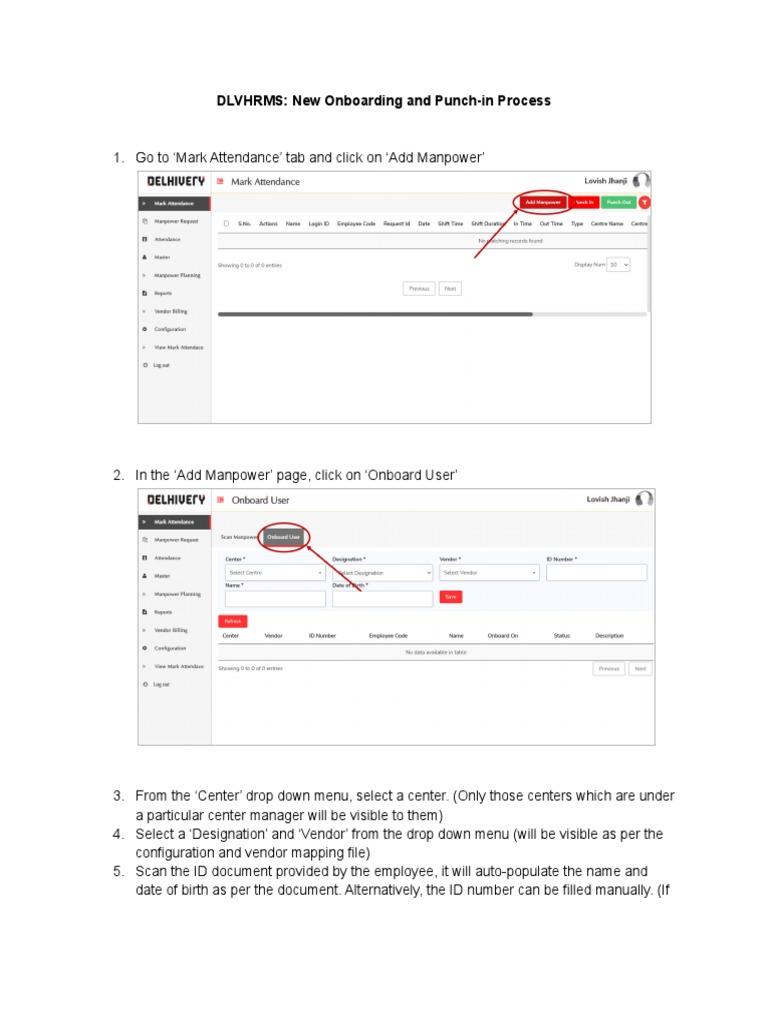 DLVHRMS - New Onboarding and Punch-In Process | PDF | Computers