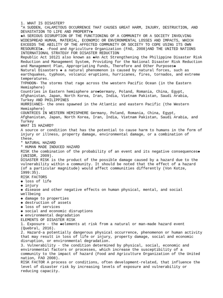 DRRR Compact Notes | PDF | Hazards | Natural Disasters