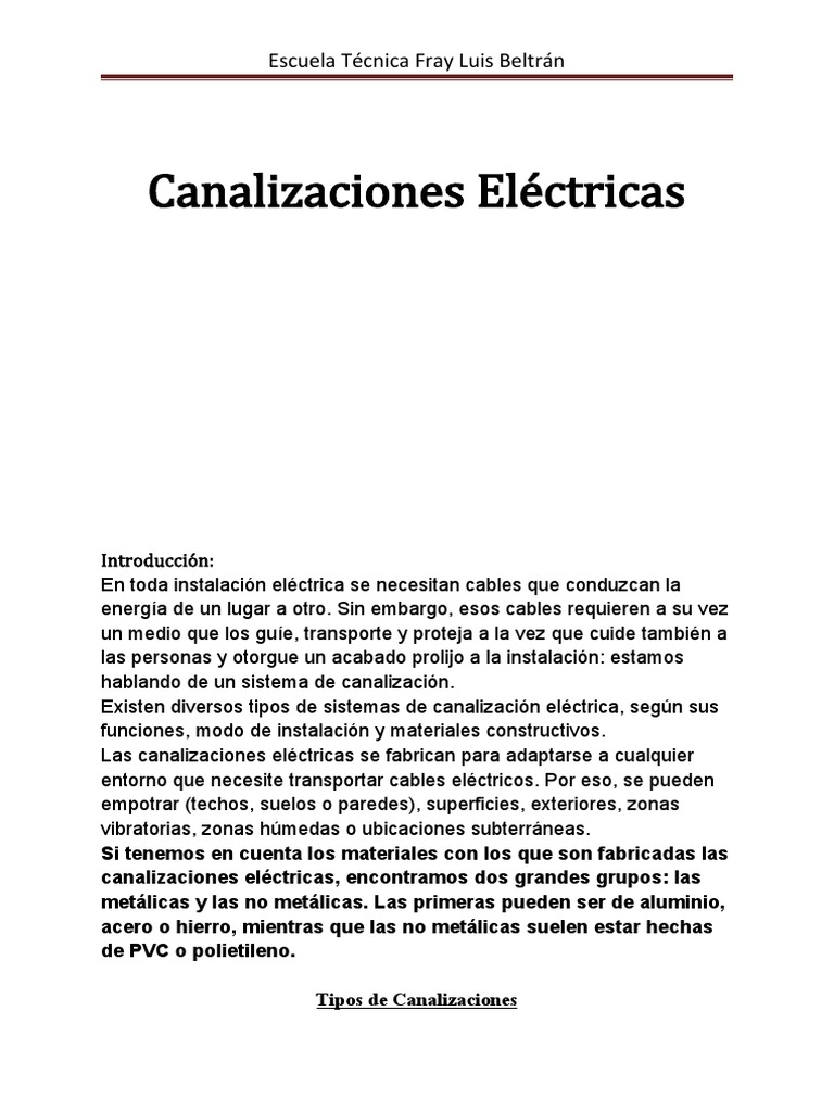 Canalizaciones Eléctricas Informe | PDF | Tubería (transporte de fluidos) | Corrosión