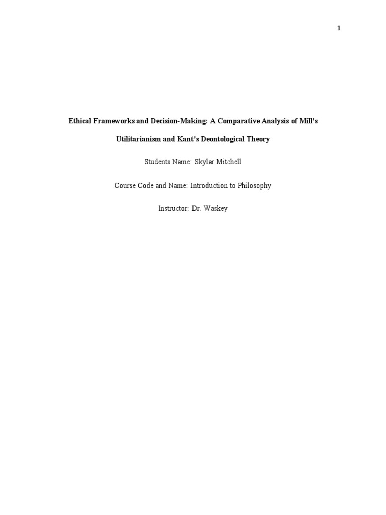 Unit 5 Writing Assignment - Mill and Kant | PDF | Utilitarianism | Immanuel Kant