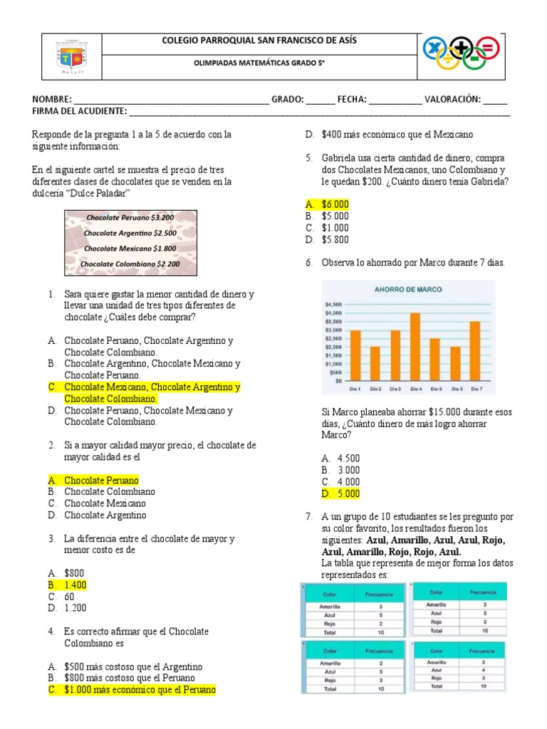 Olimpiada De Matemáticas 5 Pdf