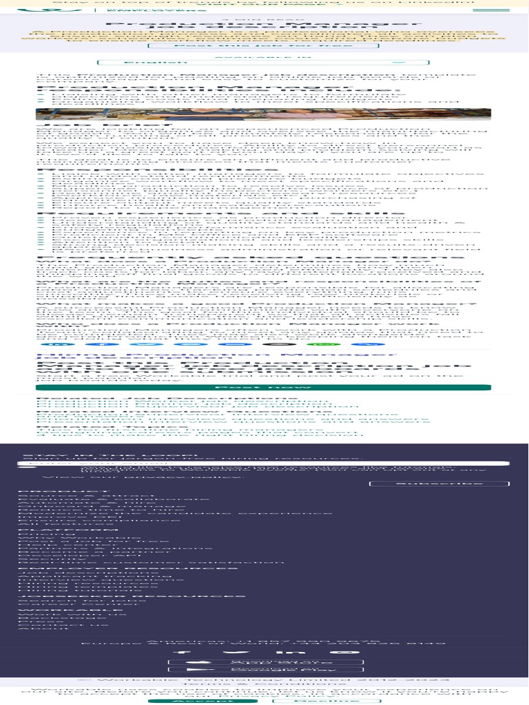 Production Manager Job Description Template Workable | PDF | Leadership ...