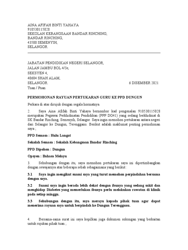 Contoh Surat Rayuan Pertukaran Sekolah 2019 Pdf