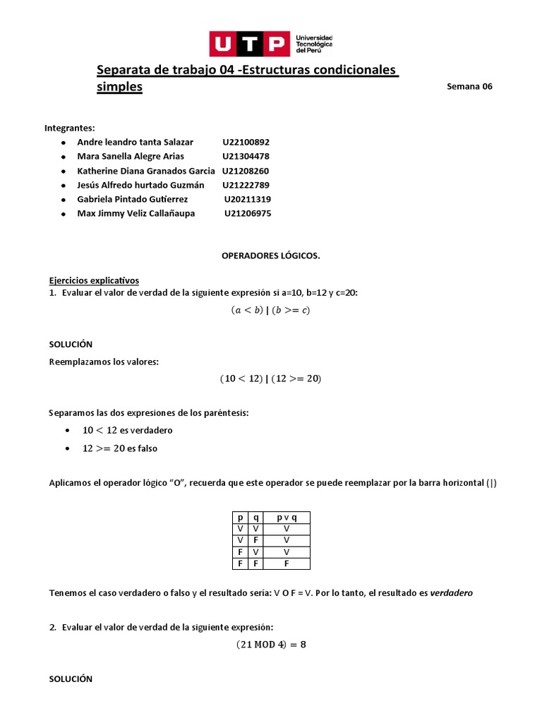Separata04 Unidad02 | PDF | Lógica | Expresiones lógicas