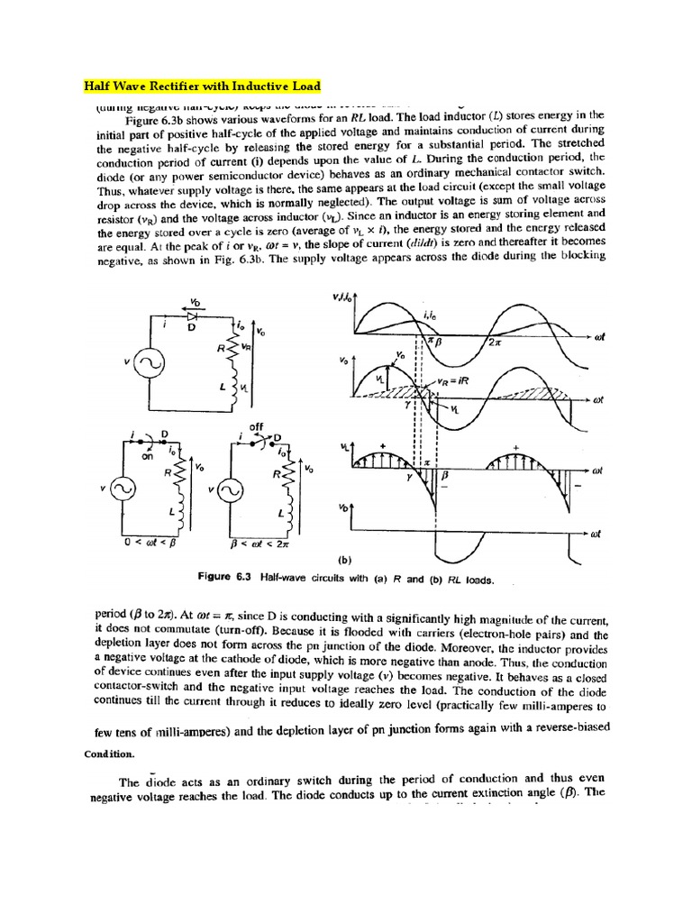 Half Wave Rectifier with Inductive Load | PDF