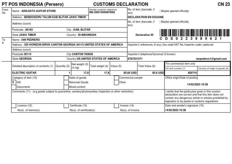 Receipt Booking United State | PDF | Customs | Invoice