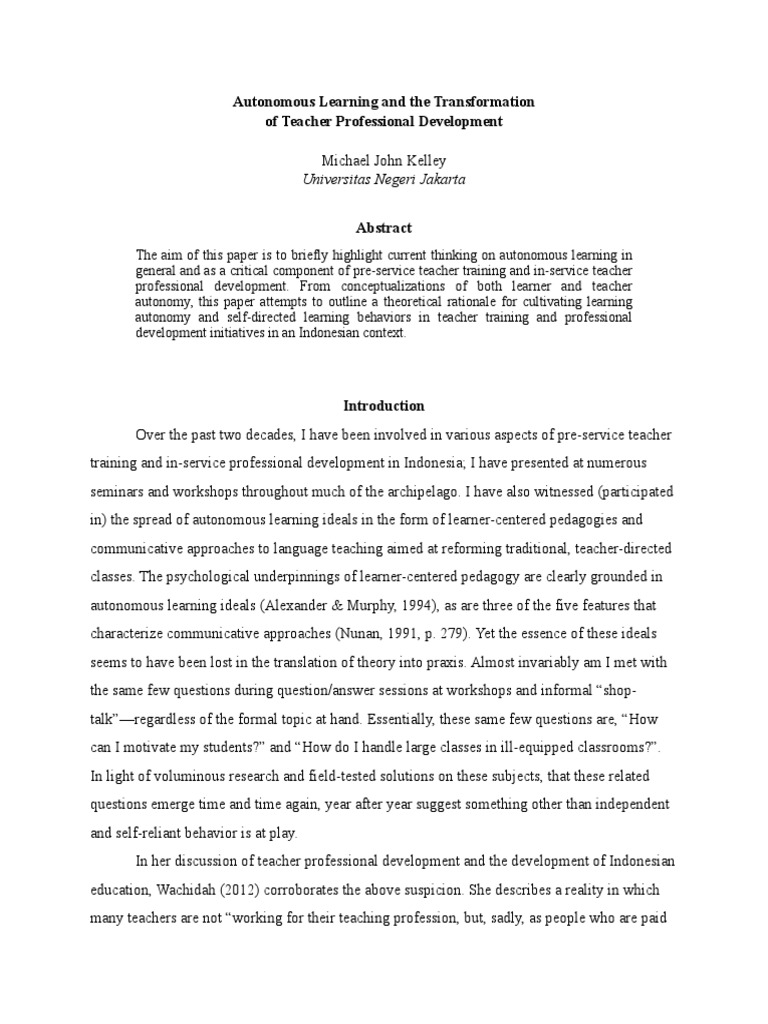 Autonomous Learning And The Transformati Pdf Autonomy Motivational