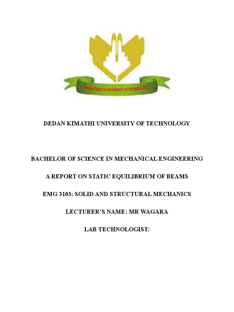Static Equilibrium of Beams Lab Report | PDF | Bending | Beam (Structure)