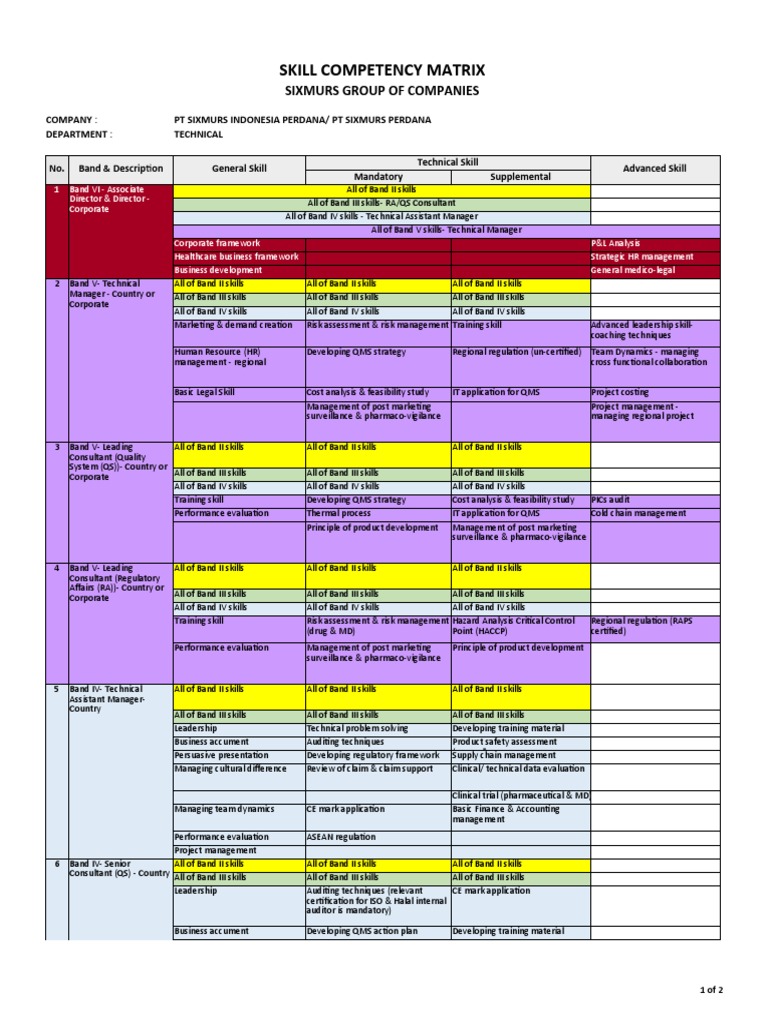 Skill Matrix Tech Team | PDF | Quality Management System | Medical Device