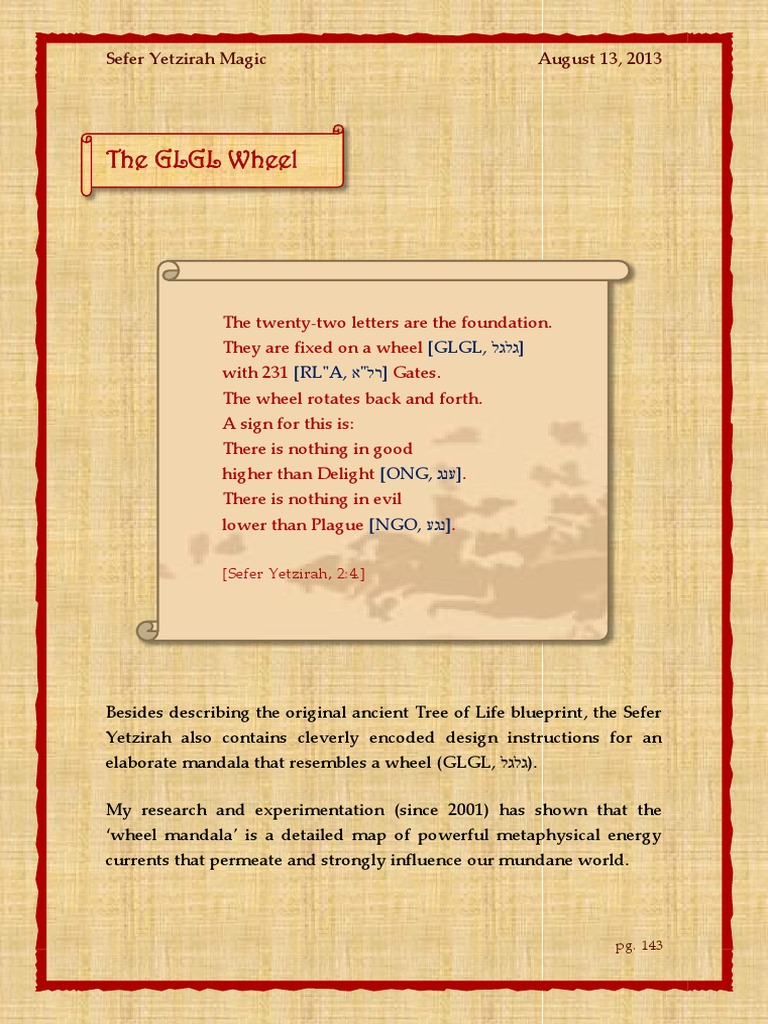 Sefer Yetzirah The GLGL Wheel | PDF