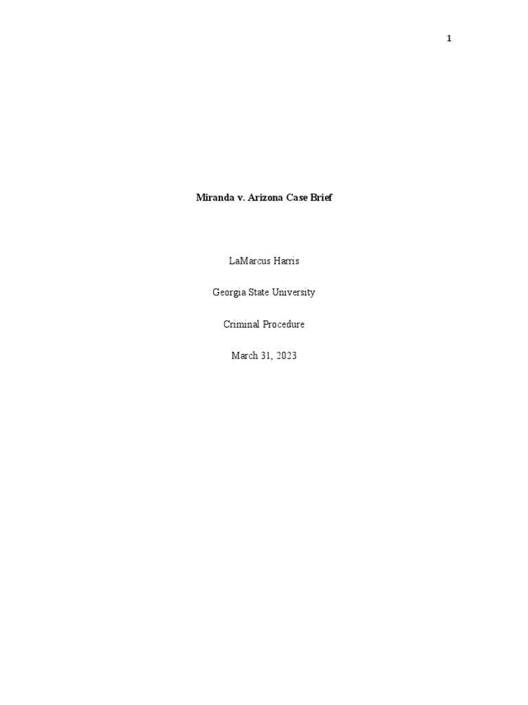 Summary of Miranda v. Arizona Case | PDF | Miranda V. Arizona | Miranda ...