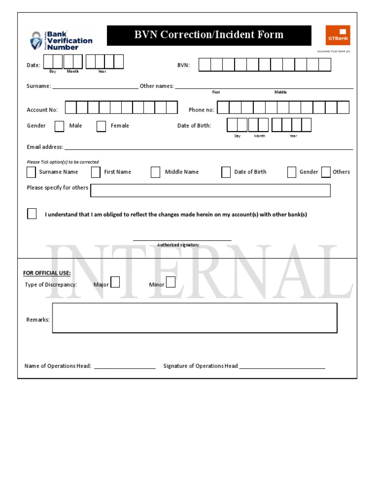 BVN Correction - Incident Form | PDF | Law