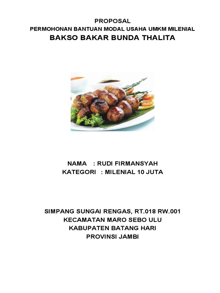 Proposal Modal Usaha Bakso Bakar | PDF | Pengelolaan Keuangan & Uang