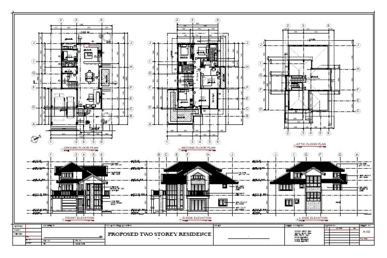 Proposed Two Storey Residence: Ground Floor Plan Second Floor Plan Attic Floor Plan | PDF ...