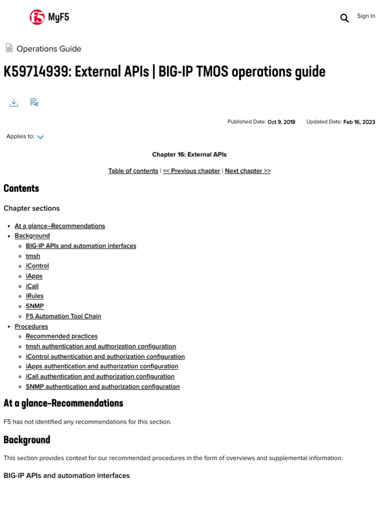 External APIs - BIG-IP TMOS Operations Guide | Download Free PDF | Port (Computer Networking ...