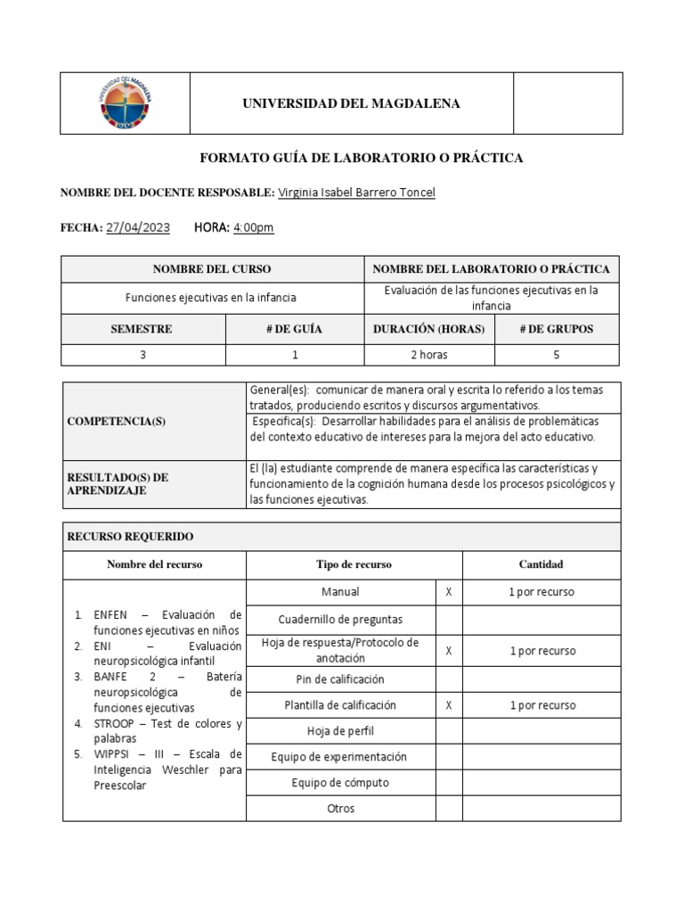 STROOP-Laboratorio Funciones Ejecutivas en La Infancia | PDF | Neurociencia | Ciencia cognitiva