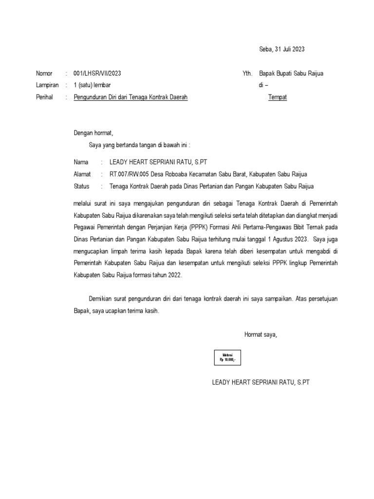 Surat Resign PPPK | PDF