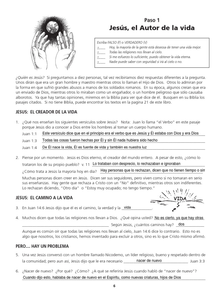 Paso 1 - Jesús El Autor de La Vida - Respuestas | PDF | Jesús | Vida ...