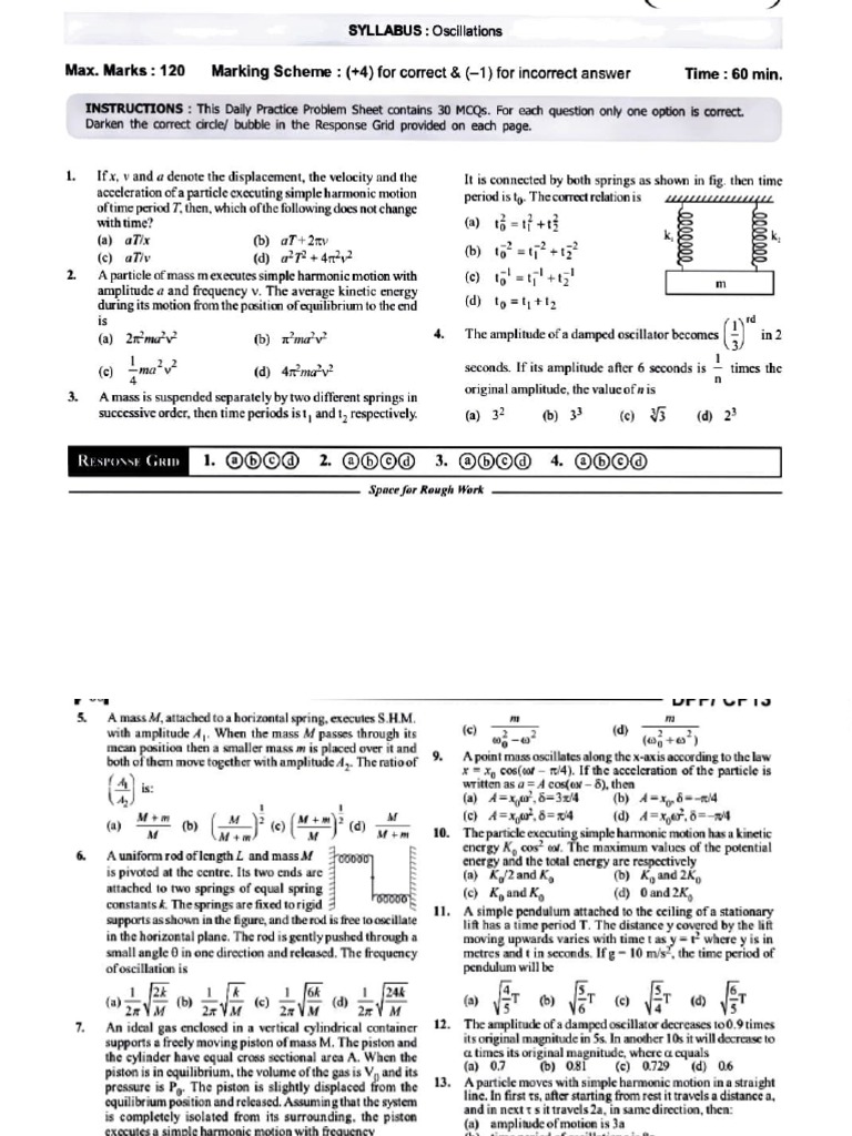 SHM Test and Quiz Syllabus | PDF | Oscillation | Nature