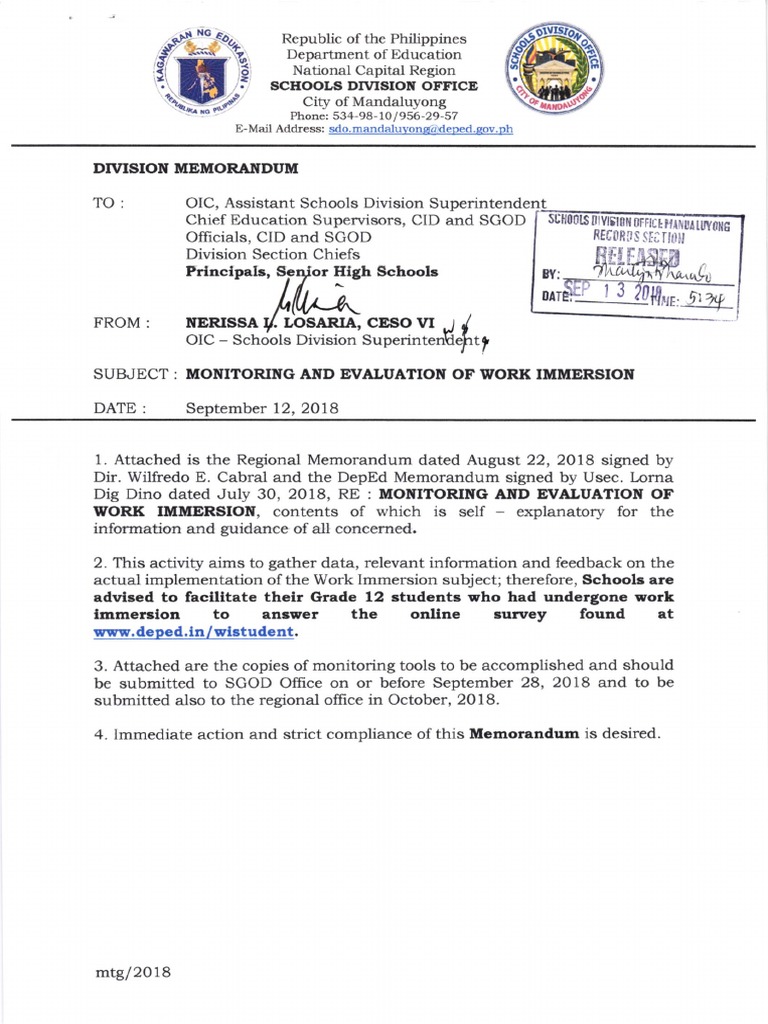 Work Immersion Monitoring Guide | PDF | Learning | Psychological Concepts