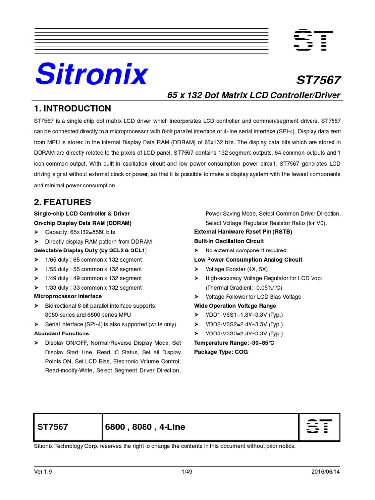 ST7567 V1.9 Datasheet | PDF | Liquid Crystal Display | Dynamic Random Access Memory