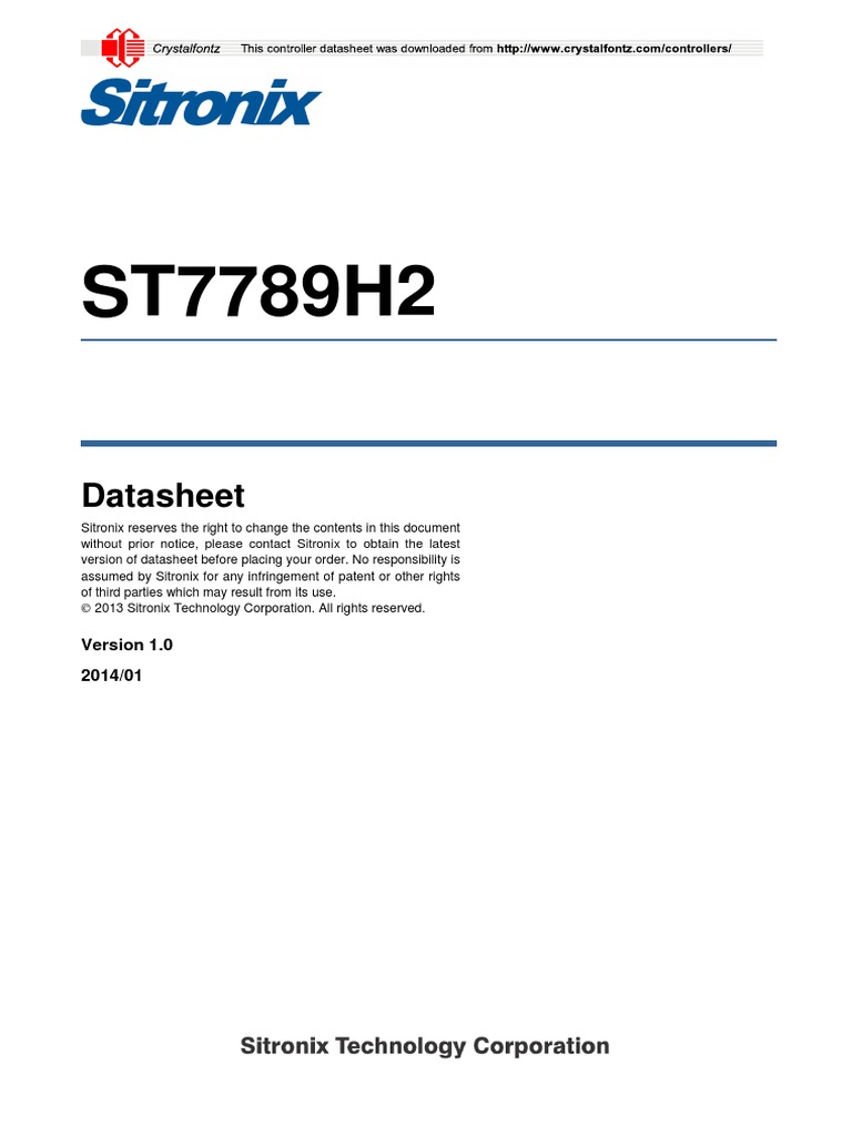 ST7789H2 Datasheet | PDF | Rgb Color Model | Interface (Computing)