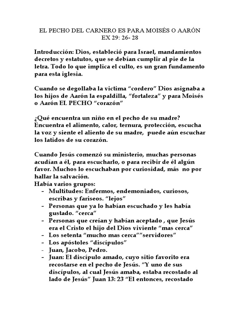 El Pecho Del Carnero Es para Moisés o Aarón | Descargar gratis PDF ...