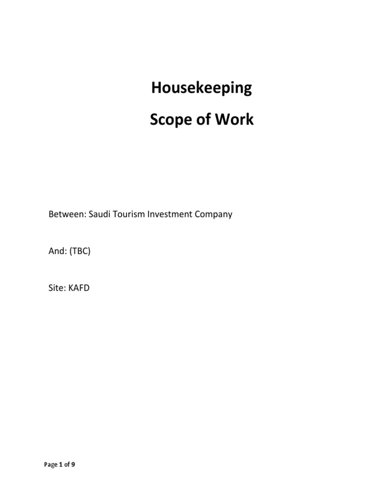 Housekeeping Scope of Work | PDF | Vacuum Cleaner | Bathroom