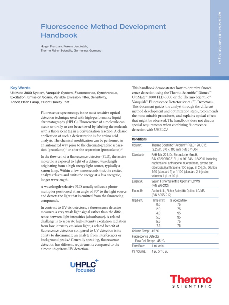 AN 70302 Fluorescence Method Development Handbook AN70302 E | PDF | Fluorescence Spectroscopy ...