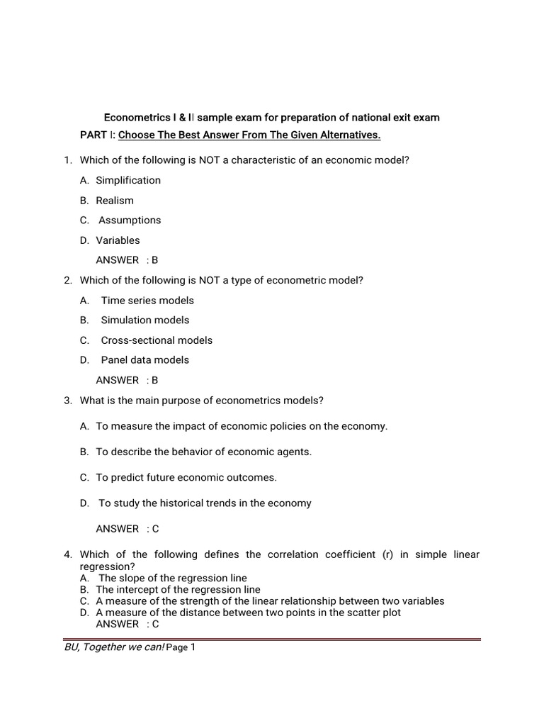 Econometrics Questions | PDF | Linear Regression | Regression Analysis Econometrics Questions | PDF | Linear Regression | Regression Analysis