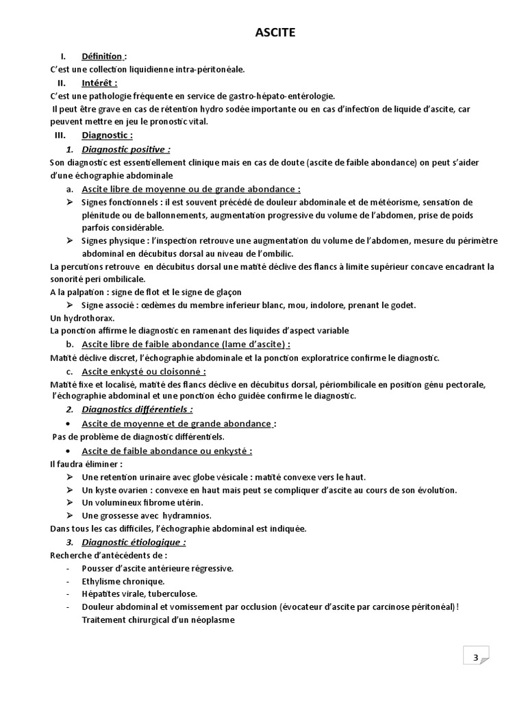 Ascite | PDF | Spécialités médicales | Médecine clinique